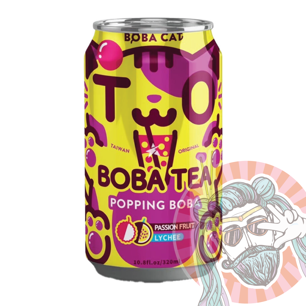 bubble tea marakuja liči, Boba Cat Bubble Tea, exotický bubble tea, tapiokové perly, originálny ...